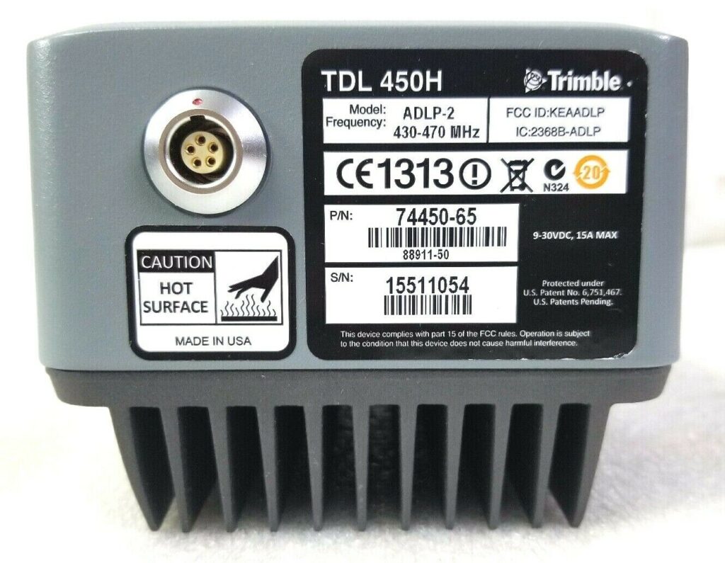 Trimble TDL 450H – 9-30VDC 15A MAX Radio Kit 430-470 MHz ADLP-2 ...