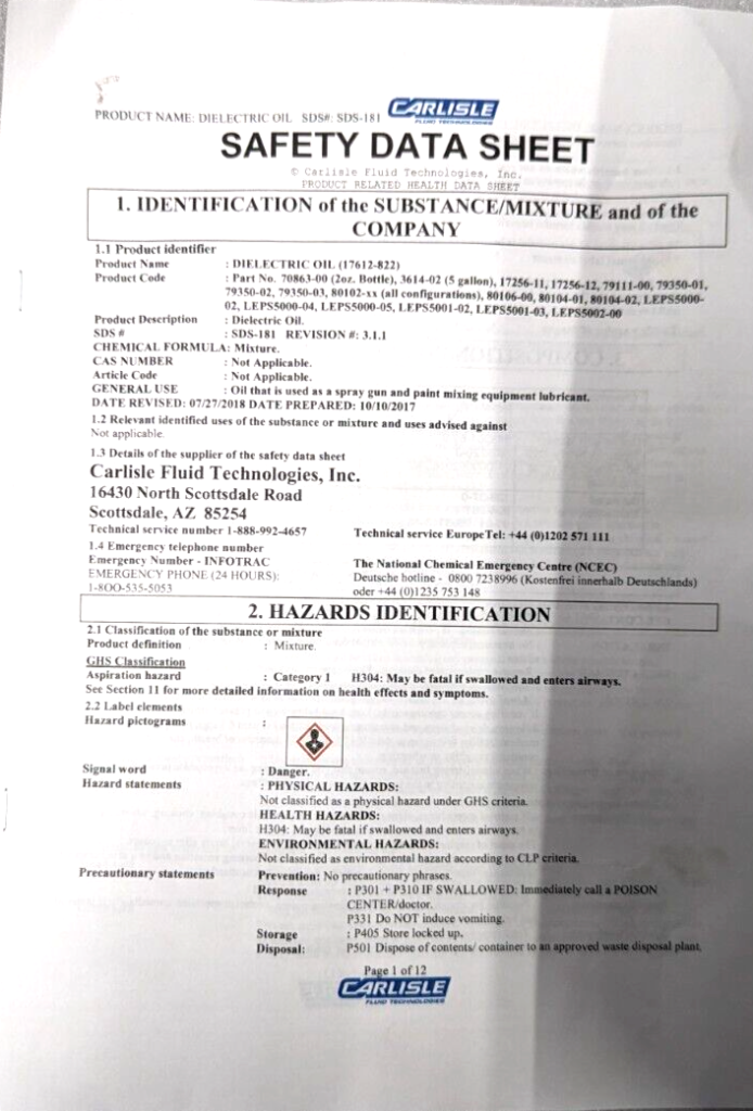 Ransburg 80104-01 9060 Cascade 100KV For Aerobell 168 Atex & Estaquick ...