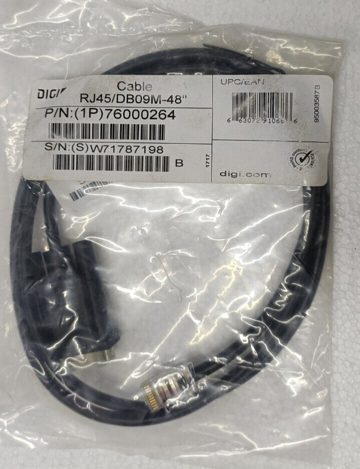 Digi 76000264 Cable Assembly D-Sub 09 pos Male to RJ45/DB09M-48 ...