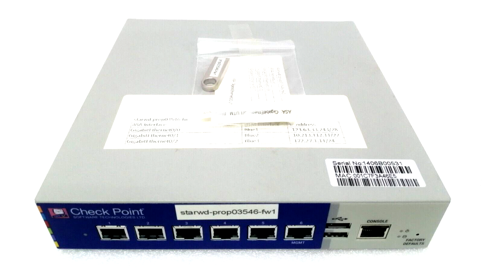Check Point 2200 Appliance Model T-110 6-Port Gigabit Firewall ...